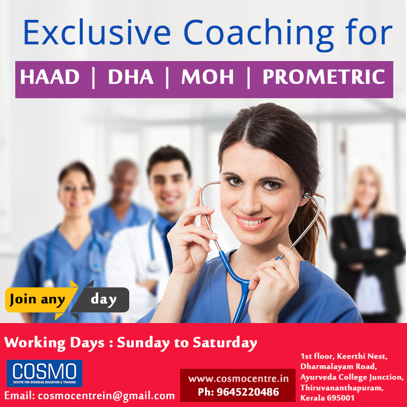 HAAD Online Coaching Centre Trivandrum & Kochi | Cosmo Centre Kerala